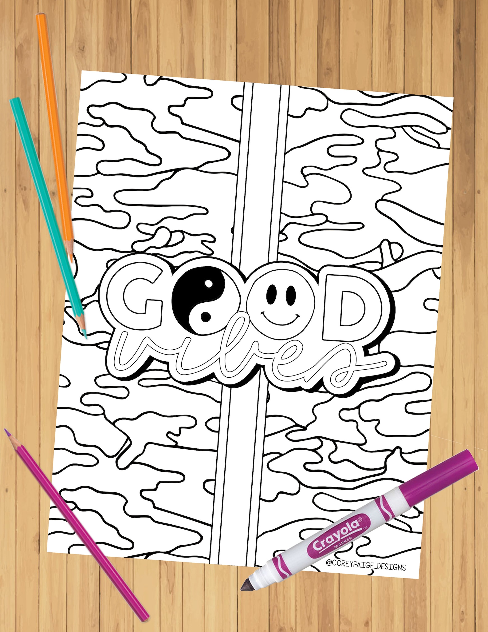 Good Vibes Coloring Sheet Pack - Etsy