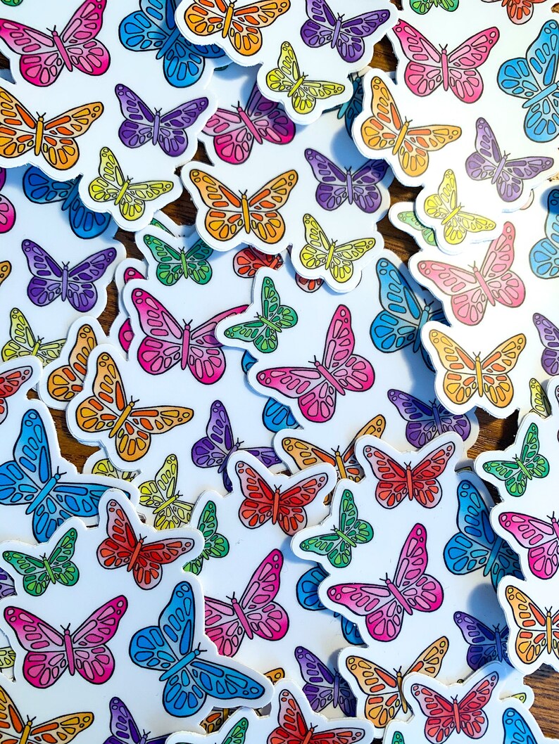 Colorful Butterflies Sticker - Etsy