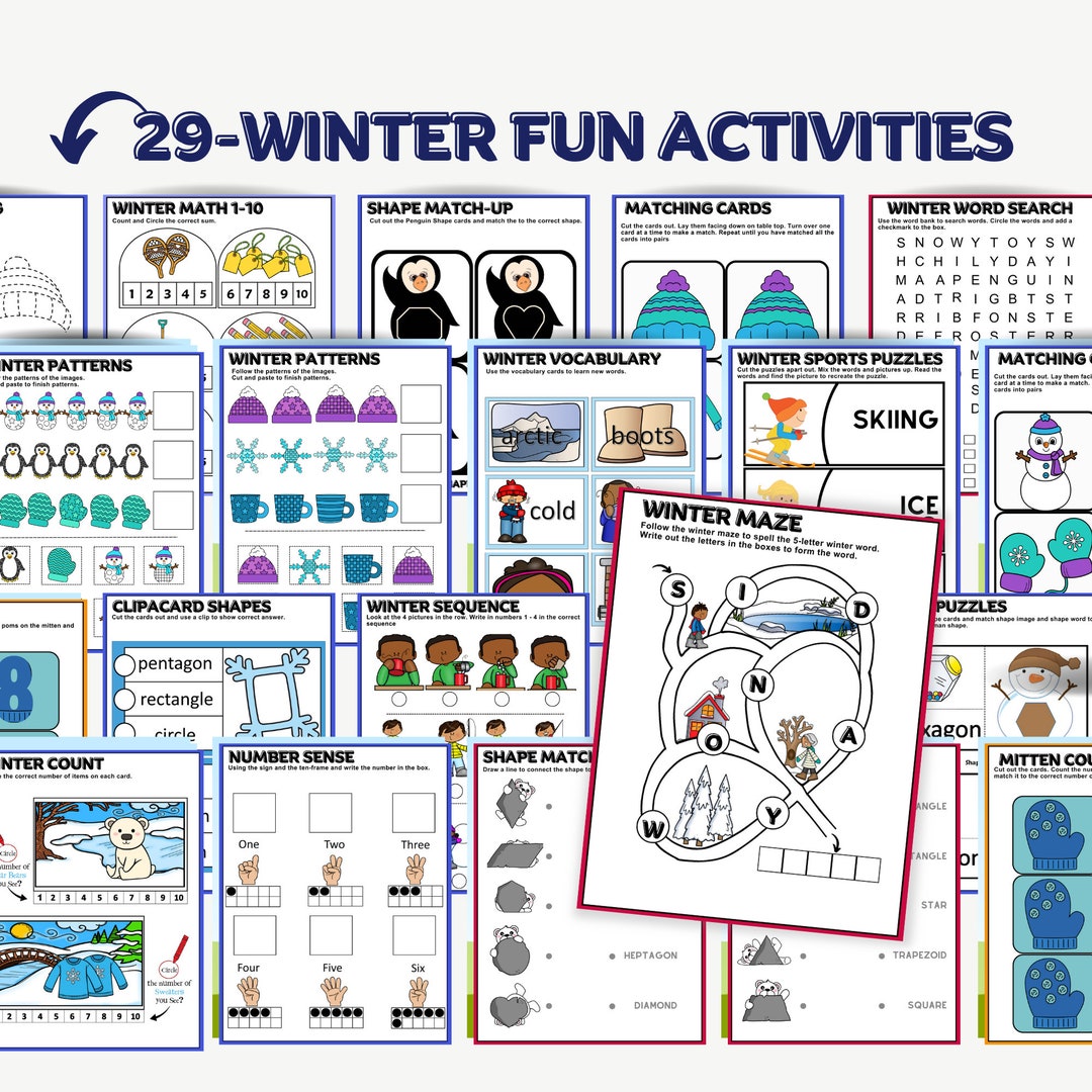 Winter Activities, Worksheets, Activities, Learning Games, Workbook ...