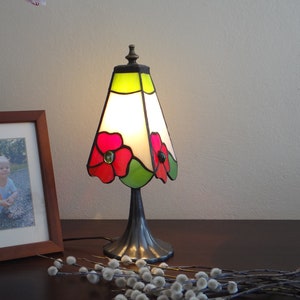 Poppy Lamp Stained Glass Lamp Flor Lamp 4 Panels Lamp Little Bedside ...