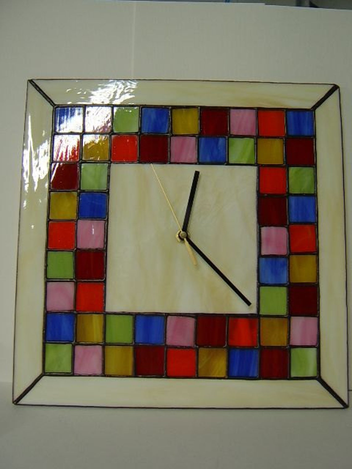 Clock Large Wall Clock Mosaic Glass Frame Stained Glass Glass - Etsy Israel