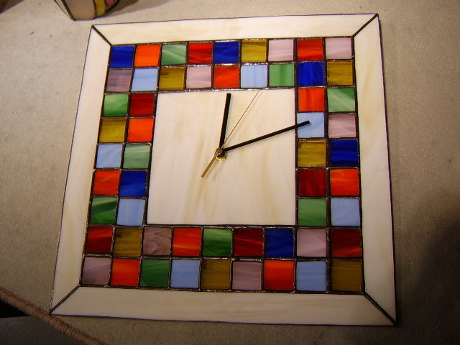 Clock Large Wall Clock Mosaic Glass Frame Stained Glass Glass - Etsy Israel