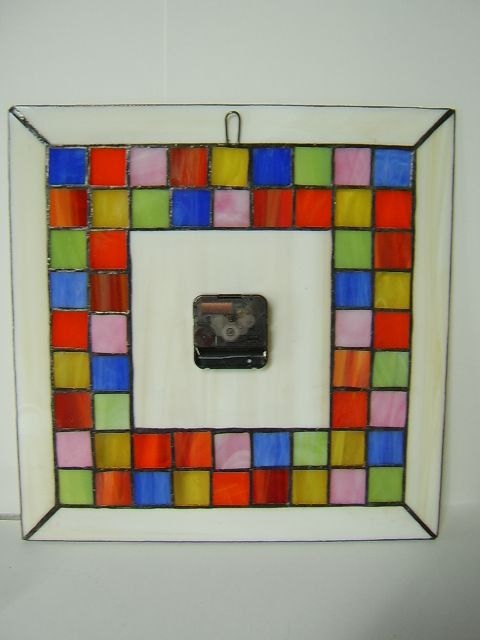 Clock Large wall clock Mosaic Glass frame Stained glass Glass | Etsy