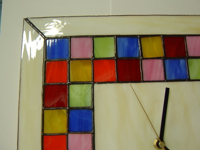 Clock Large wall clock Mosaic Glass frame Stained glass Glass | Etsy