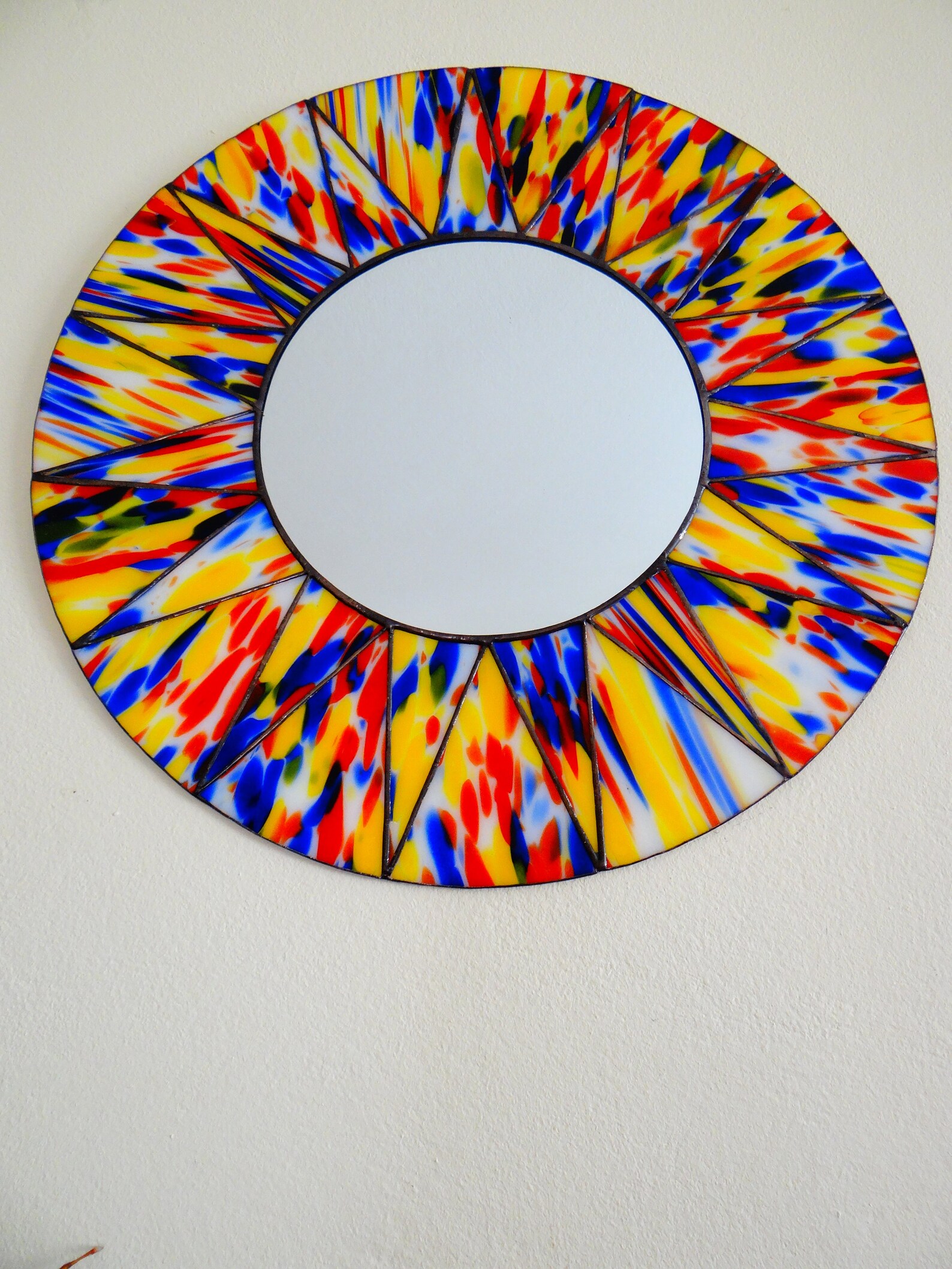 Rainbow Mirror Stained Glass Mirror Glass Art Round Mirror Sun Decor ...