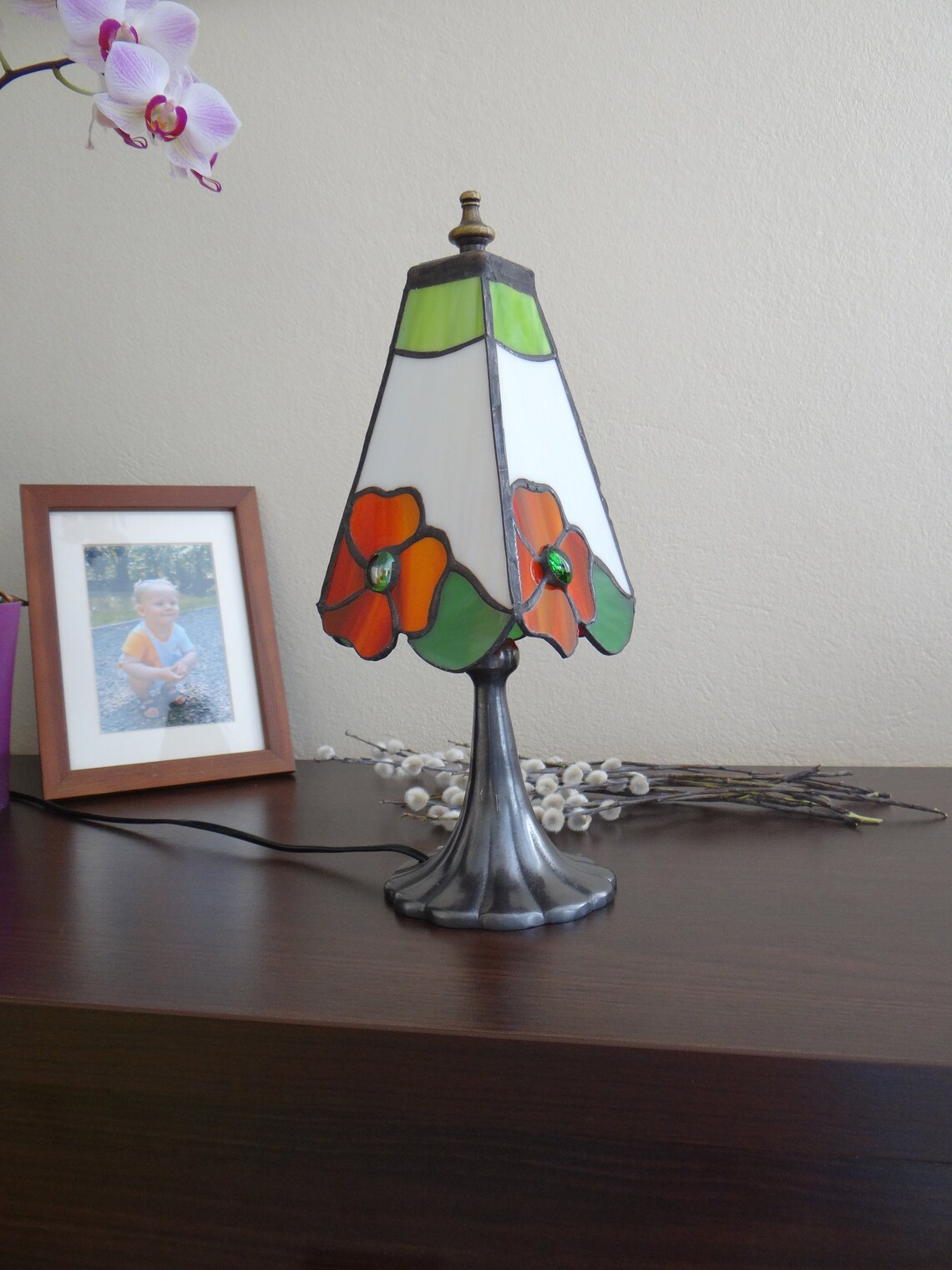 Poppy Lamp Stained Glass Lamp Flor Lamp 4 Panels Lamp Little | Etsy