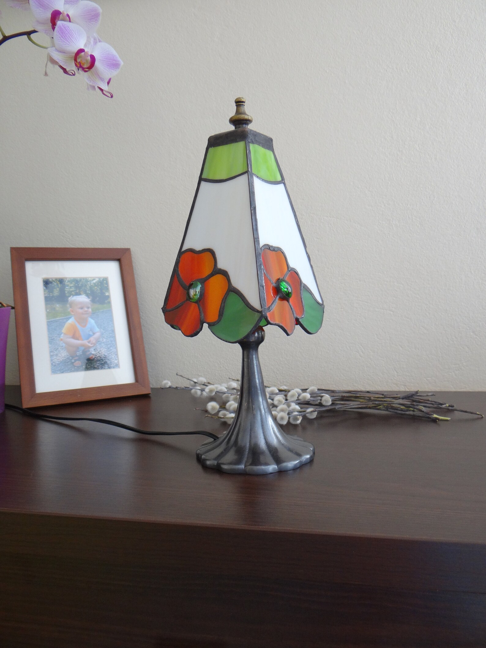Poppy Lamp Stained Glass Lamp Flor Lamp 4 Panels Lamp Little | Etsy