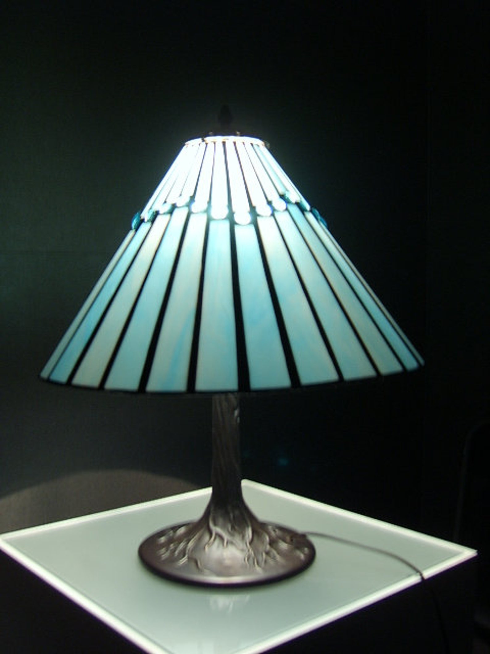 Pyramid Lamp Stained Glass Lamp Cone Shape Lamp Bedside Lamp - Etsy