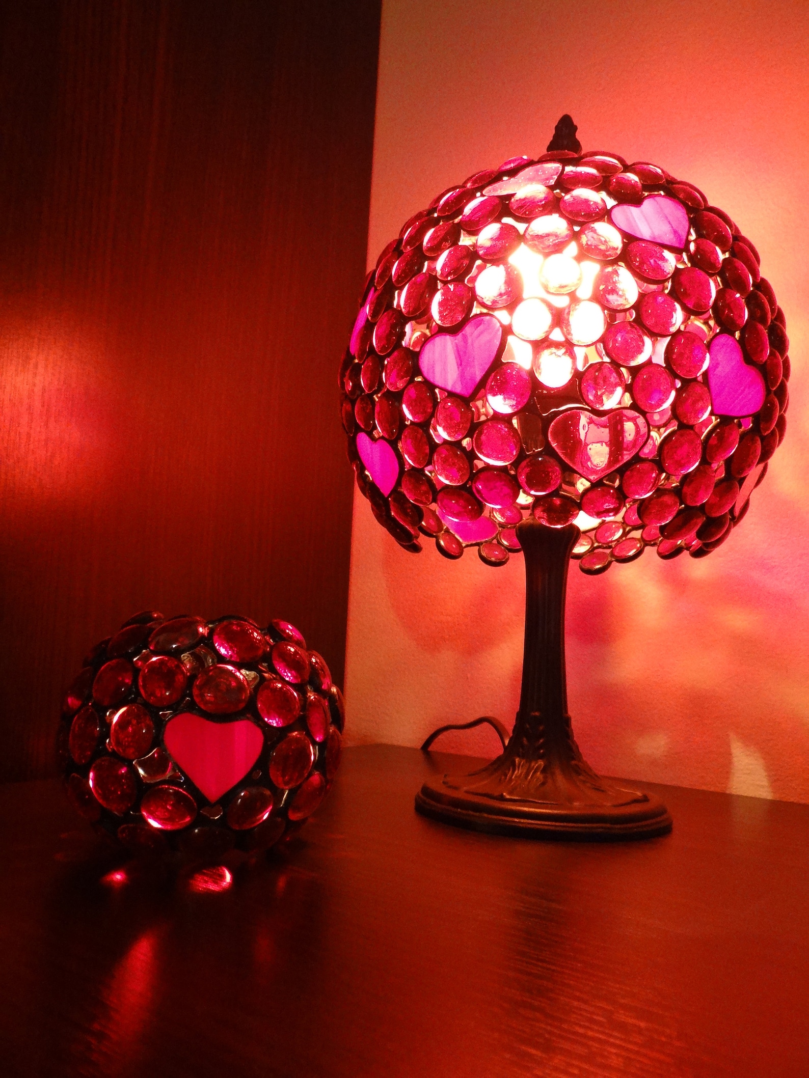 Heart Tiffany Style Lamp Stained Glass Lamp Romantic Bedside Lamp Desk ...