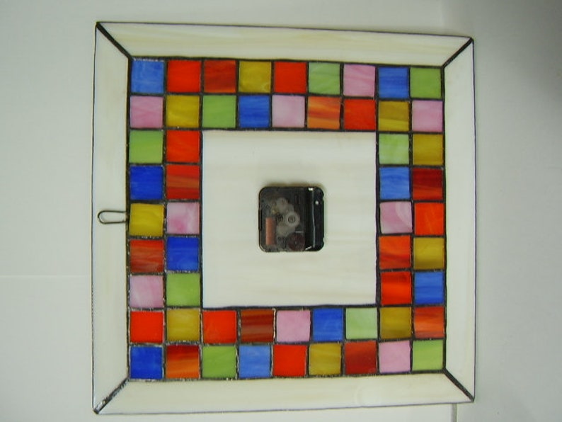 Clock Large wall clock Mosaic Glass frame Stained glass Glass | Etsy