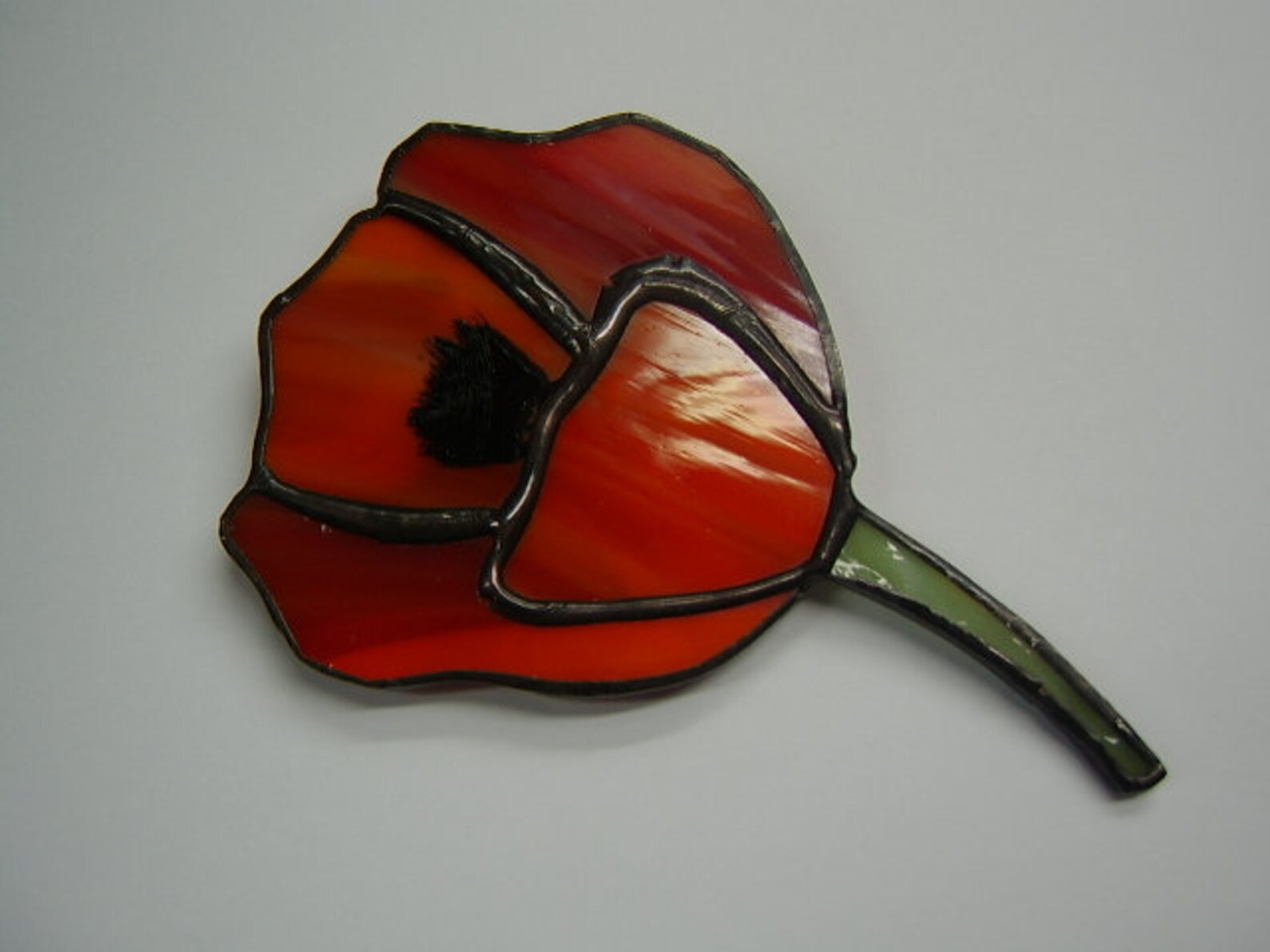 Poppy Floral Brooch Stained Glass Brooch Red Flower Gift for | Etsy