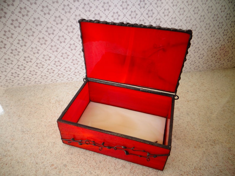 Glass Box Stained Glass Box Jewelry Box Glass Art Red Box - Etsy