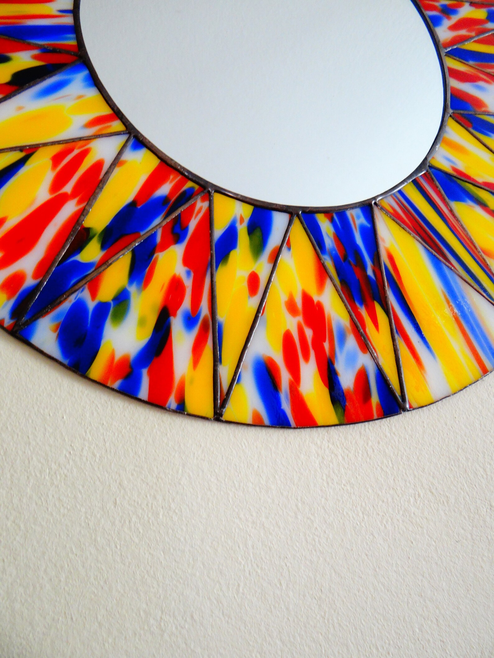 Rainbow Mirror Stained Glass Mirror Glass Art Round Mirror Sun Decor ...