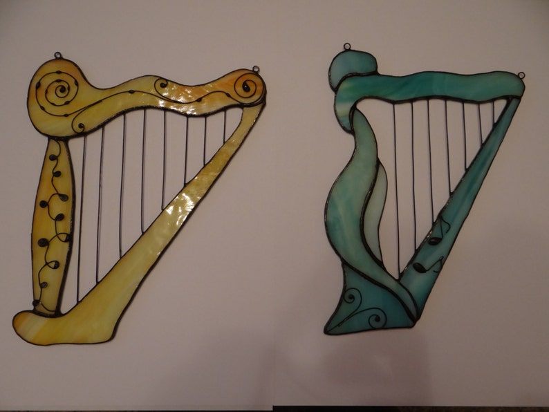 Harp Suncatcher Stained Glass Harp Music Instrument Wall Art - Etsy