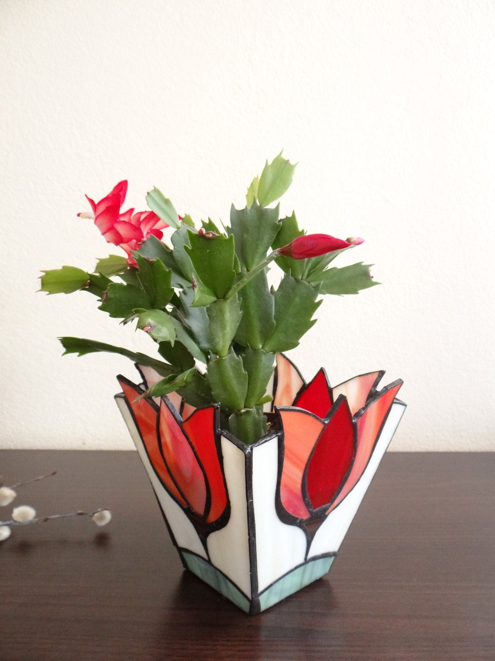 Stained Glass Box Glass Flowerpot Handmade Flower Pot Tulip | Etsy