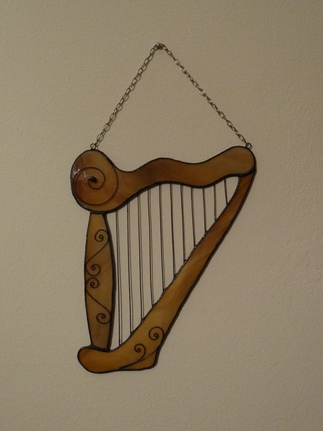 Stained Glass Harp Suncatcher, Handmade Music Lover Gift - Etsy