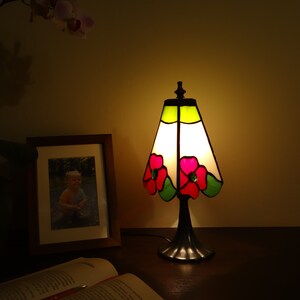 Poppy Lamp Stained Glass Lamp Flor Lamp 4 Panels Lamp Little Bedside ...