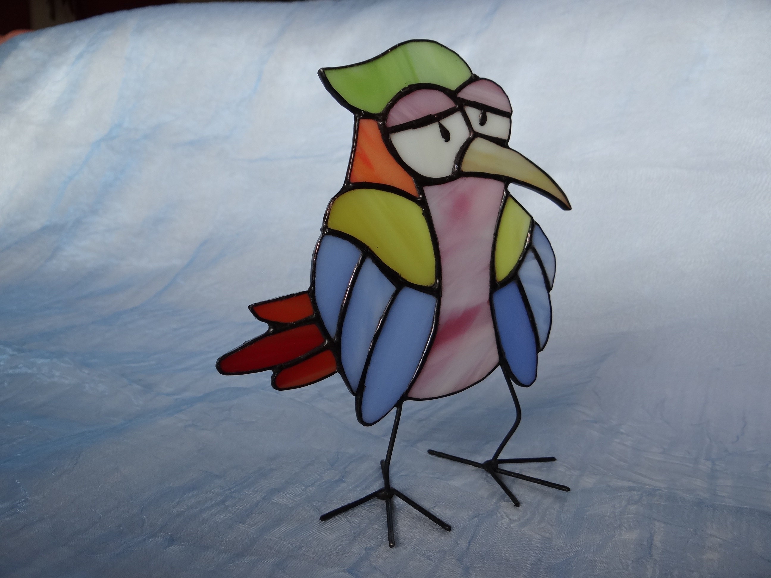 Bird Stained Glass Bird Statue Glass Art Handmade Glass Statue | Etsy