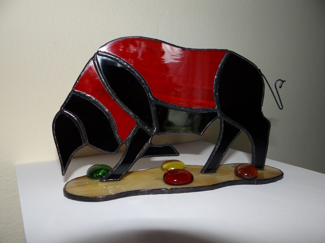 Bull Stained Glass Statue Standing Bull Fighting Bull Corrida | Etsy