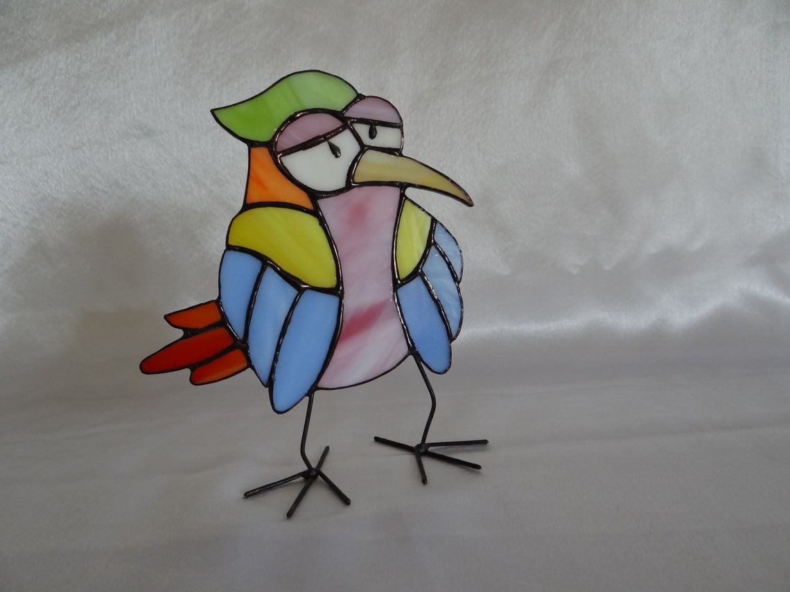 Bird Stained Glass Bird Statue Glass Art Handmade Glass Statue | Etsy