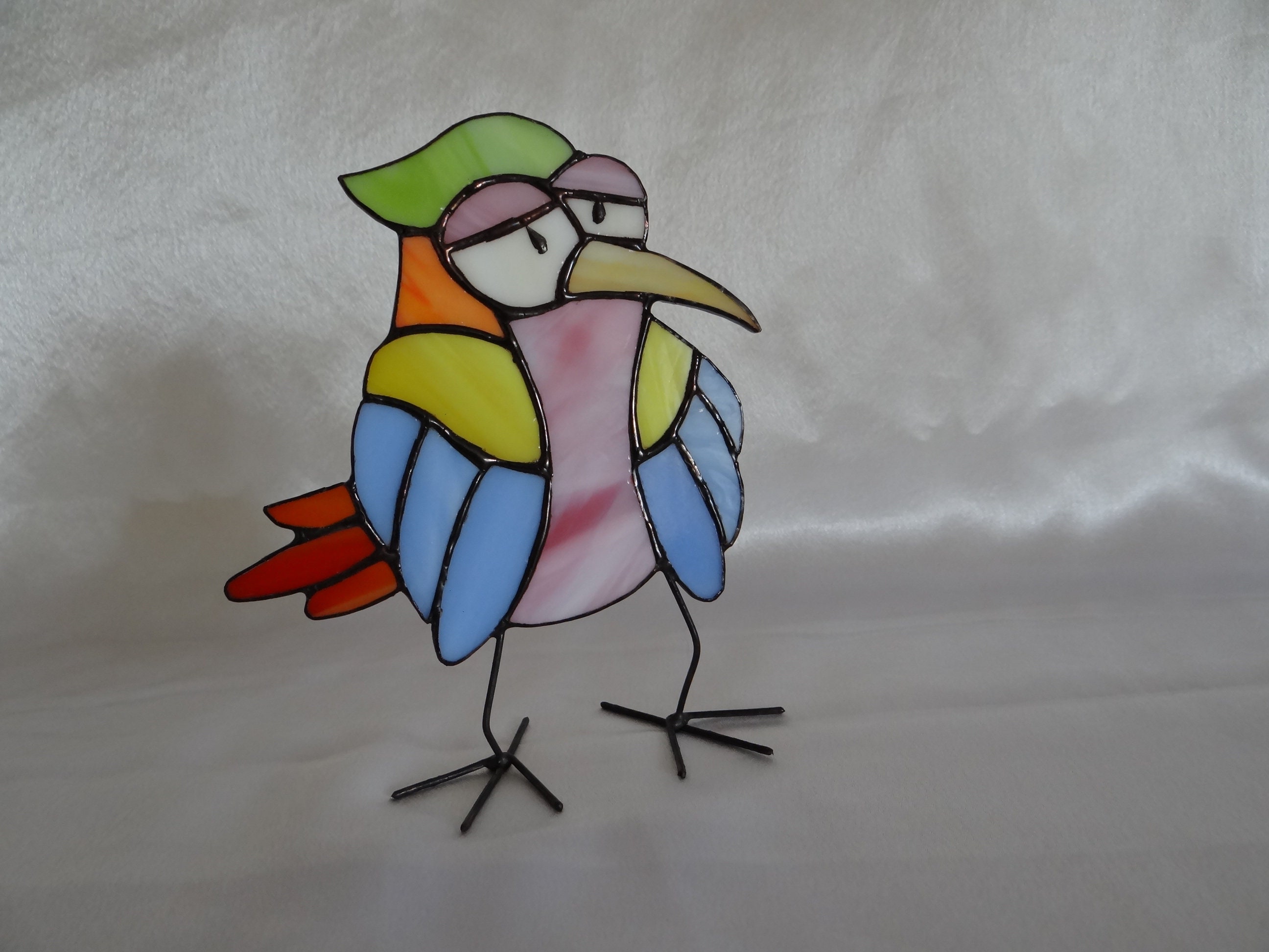 Bird Stained Glass Bird Statue Glass Art Handmade Glass Statue | Etsy