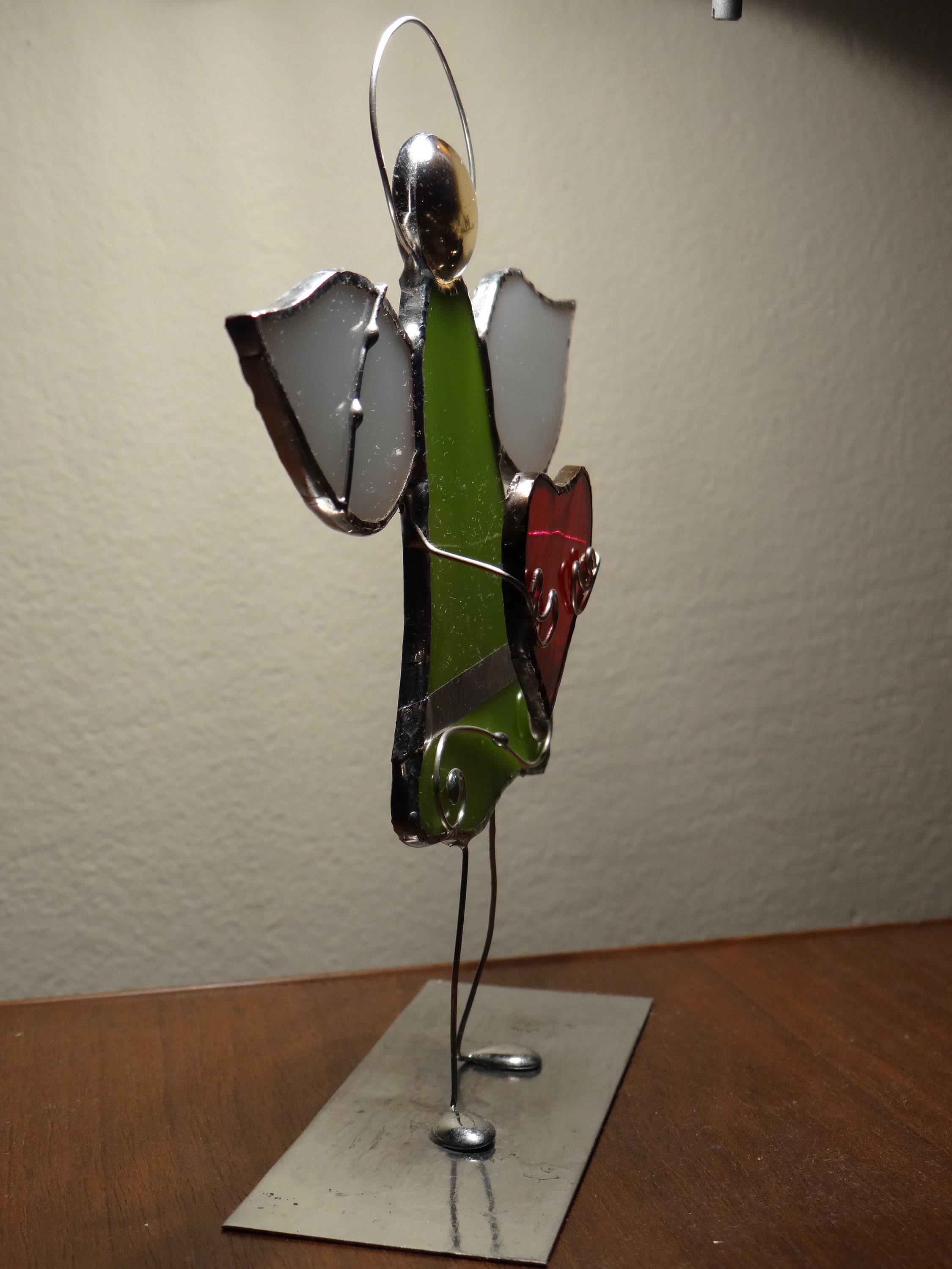 Angel With Heart Stained Glass Angel Statue Glass Art Handmade | Etsy