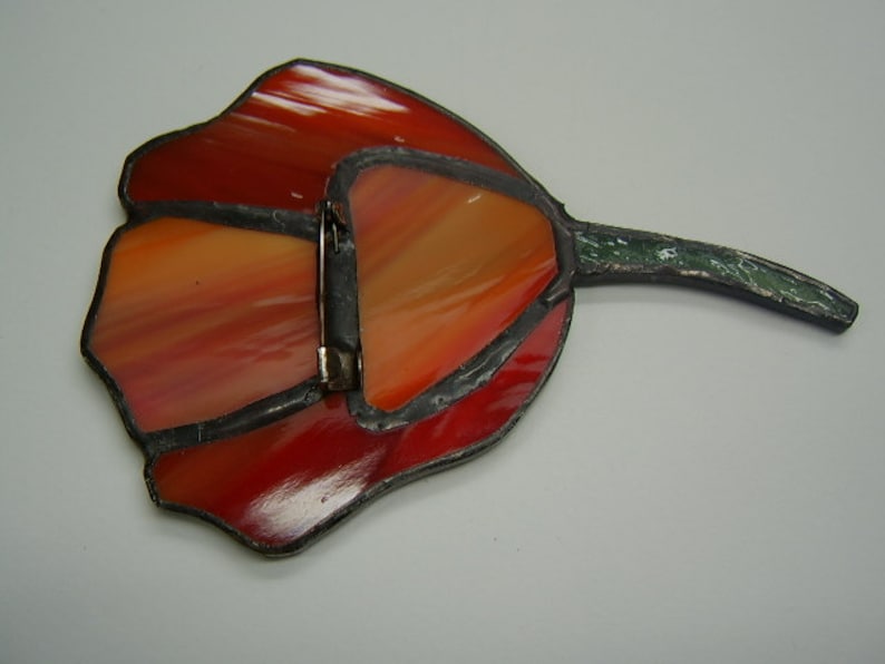 Poppy Floral Brooch Stained Glass Brooch Red Flower Gift for - Etsy