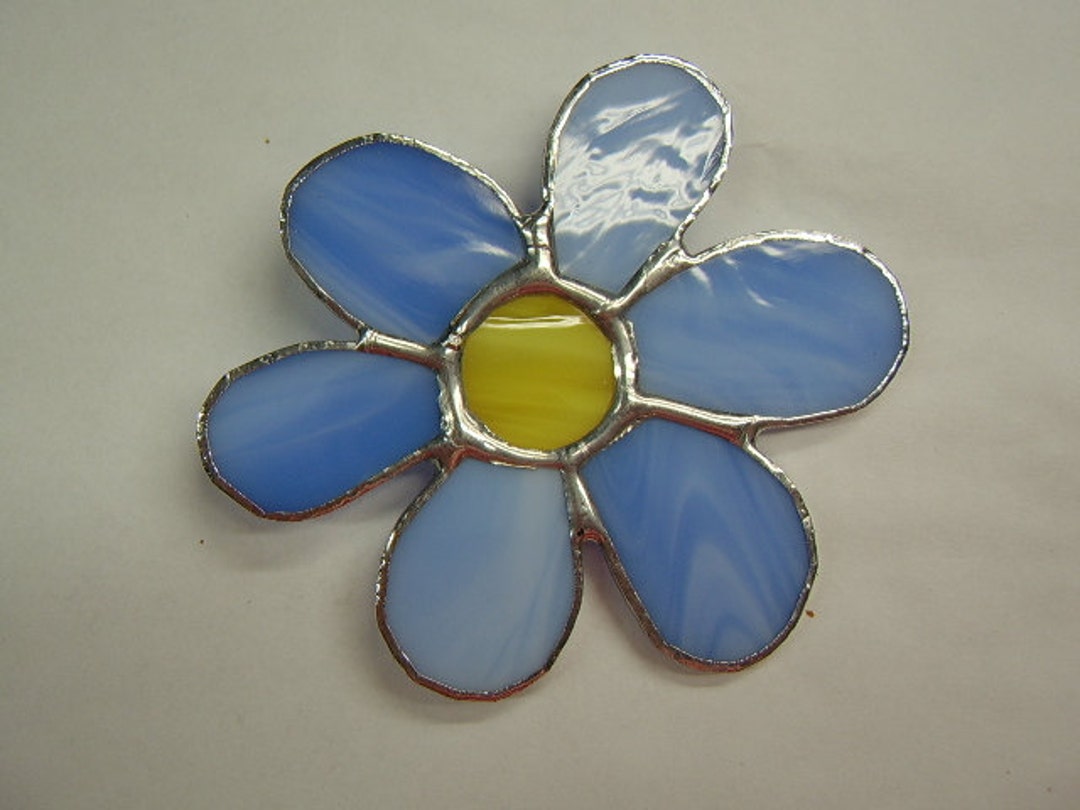 Flower Floral Brooch Stained Glass Brooch Blue Flower Gift for Her ...