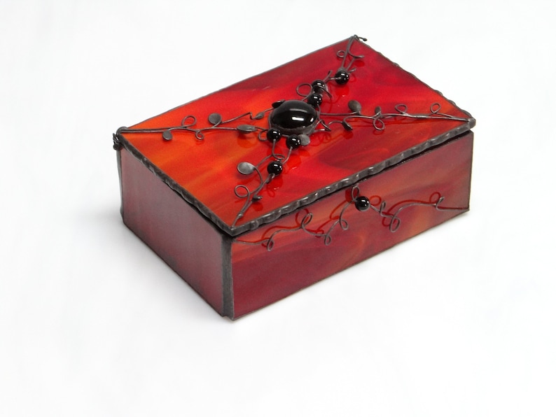 Glass Box Stained Glass Box Jewelry Box Glass Art Red Box - Etsy