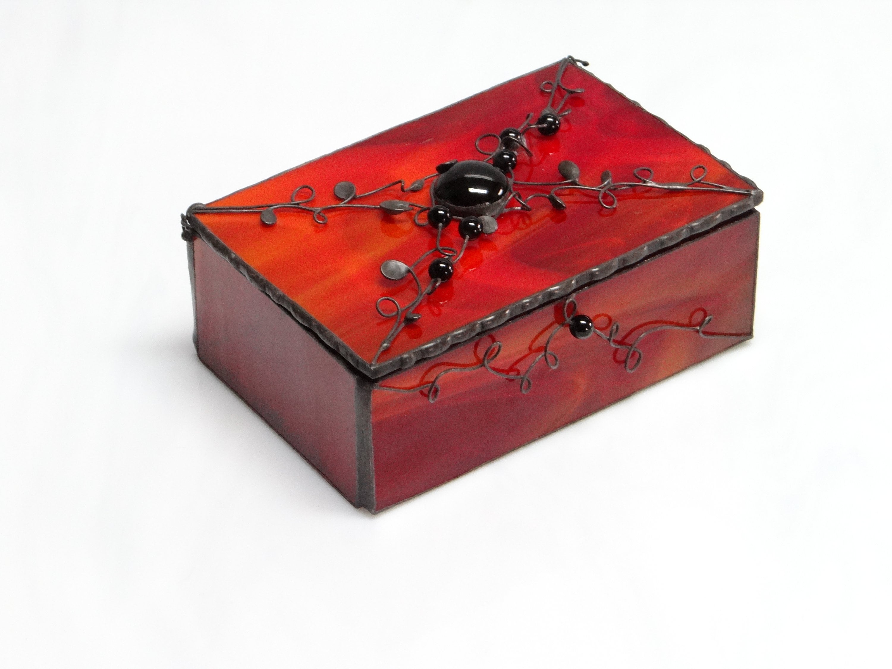 Glass box Stained glass box Jewelry box Glass art Red box | Etsy