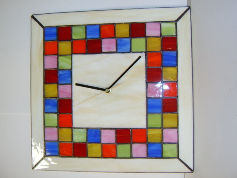 Clock Large wall clock Mosaic Glass frame Stained glass Glass | Etsy