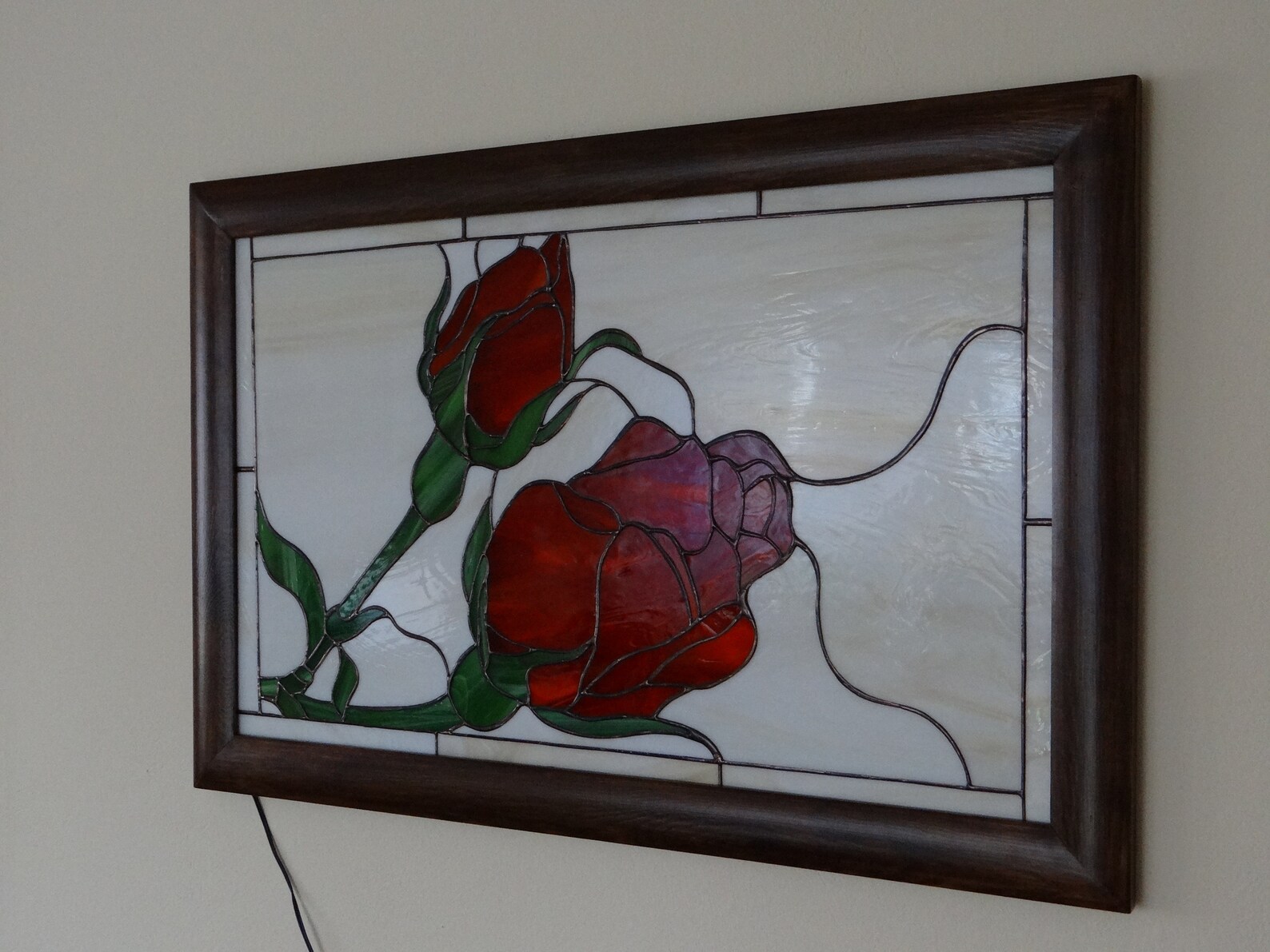 Roses Stained Glass Panel Illuminated Panel Night Light | Etsy