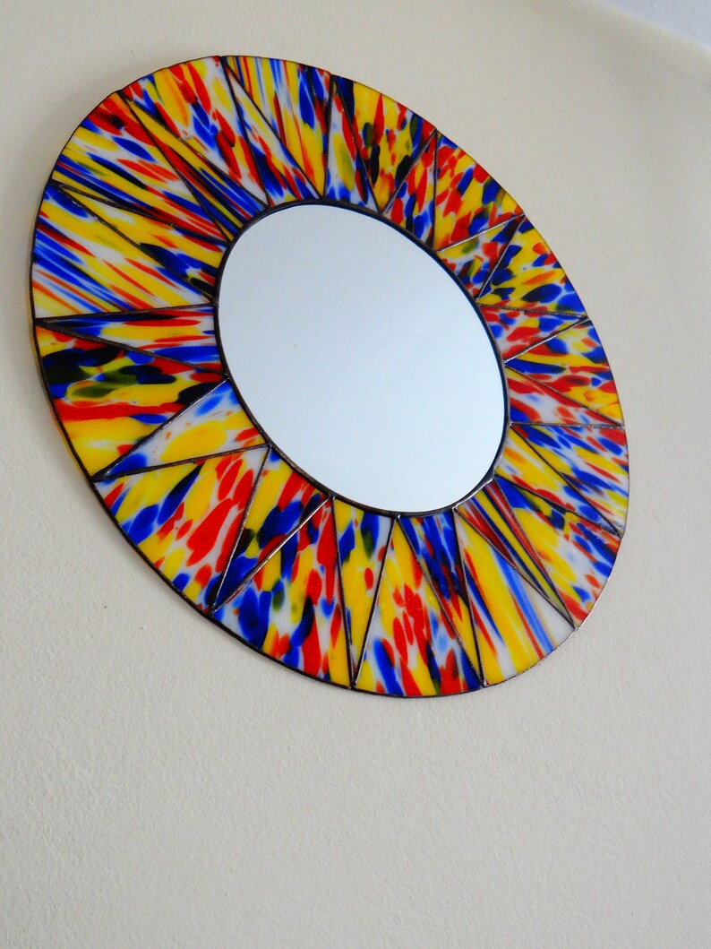 Rainbow Mirror Stained Glass Mirror Glass Art Round Mirror Sun Decor ...