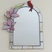 Lily and Cardinal Mirror Stained Glass Panel Pink Hanging Mirror Mother ...