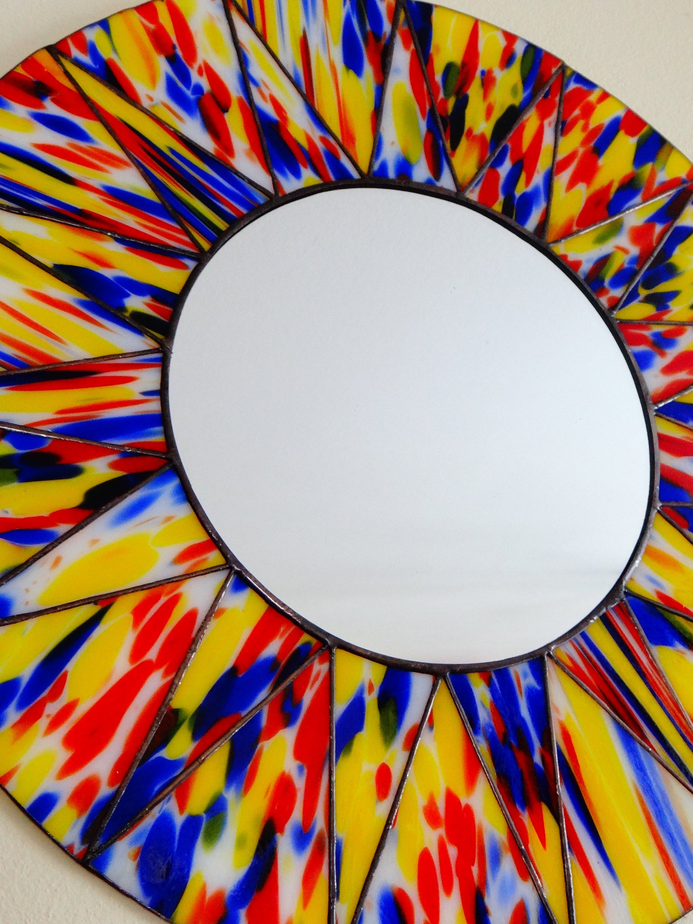Rainbow Mirror Stained Glass Mirror Glass Art Round Mirror Sun Decor ...