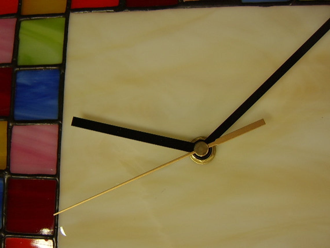 Clock Large Wall Clock Mosaic Glass Frame Stained Glass Glass - Etsy Israel