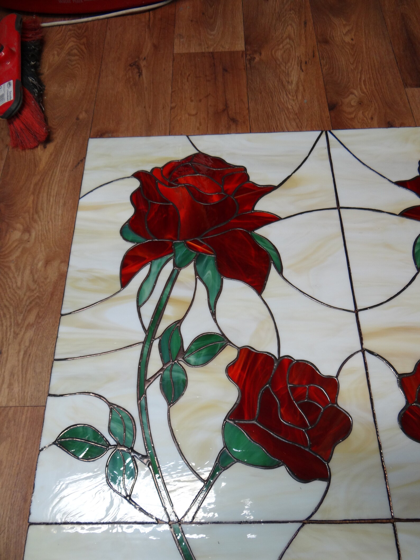 Doble Roses Stained Glass Panel Handmade Glass Art Wall - Etsy