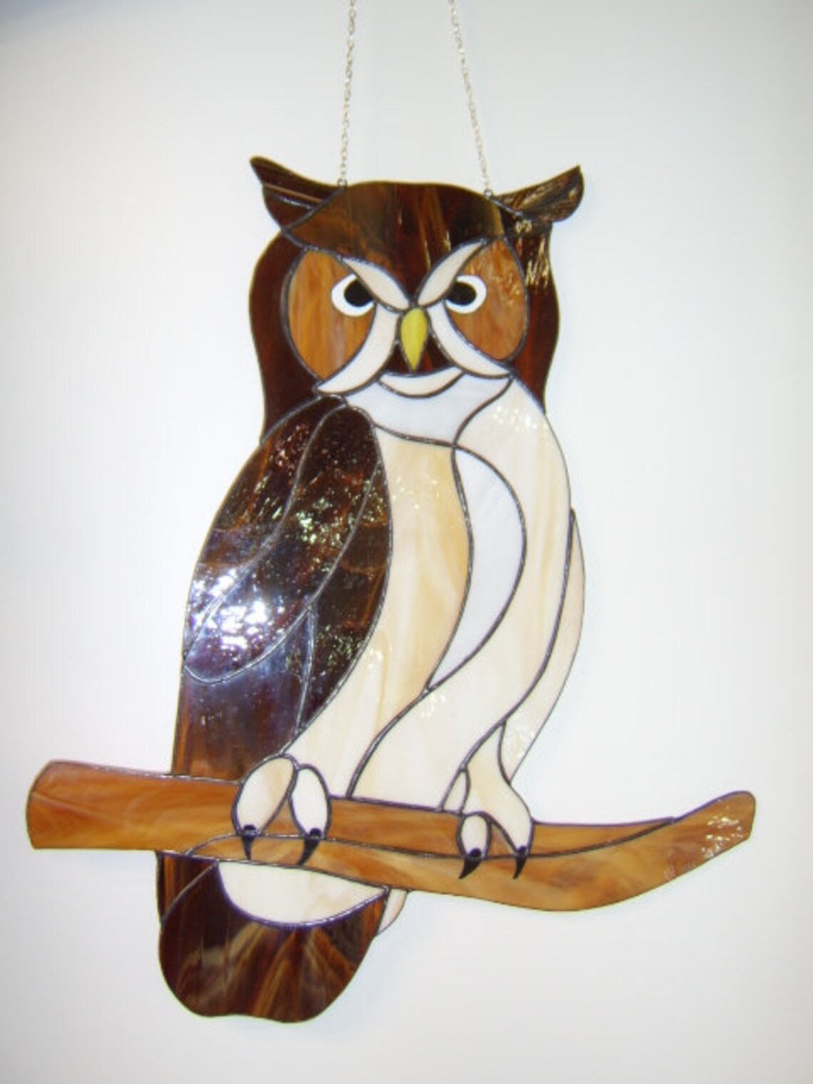 Owl Stained Glass Suncatcher Wall Hanging Window Panel Owl Etsy