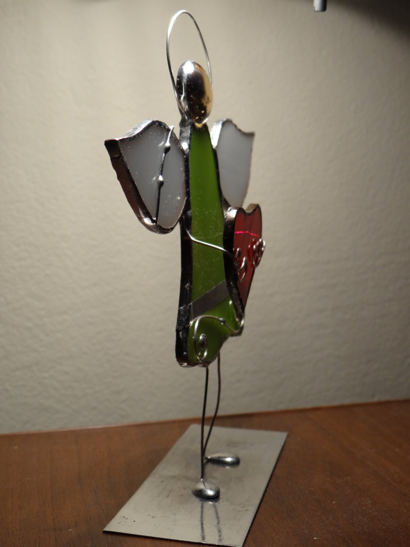 Angel With Heart Stained Glass Angel Statue Glass Art Handmade - Etsy