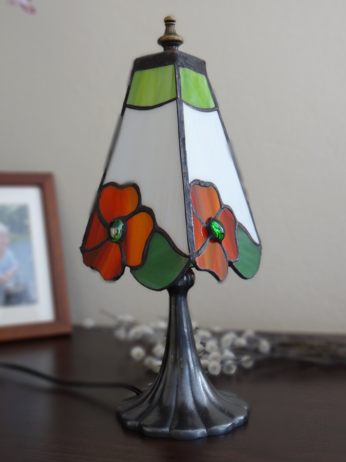 Poppy Lamp Stained Glass Lamp Flor Lamp 4 Panels Lamp Little - Etsy