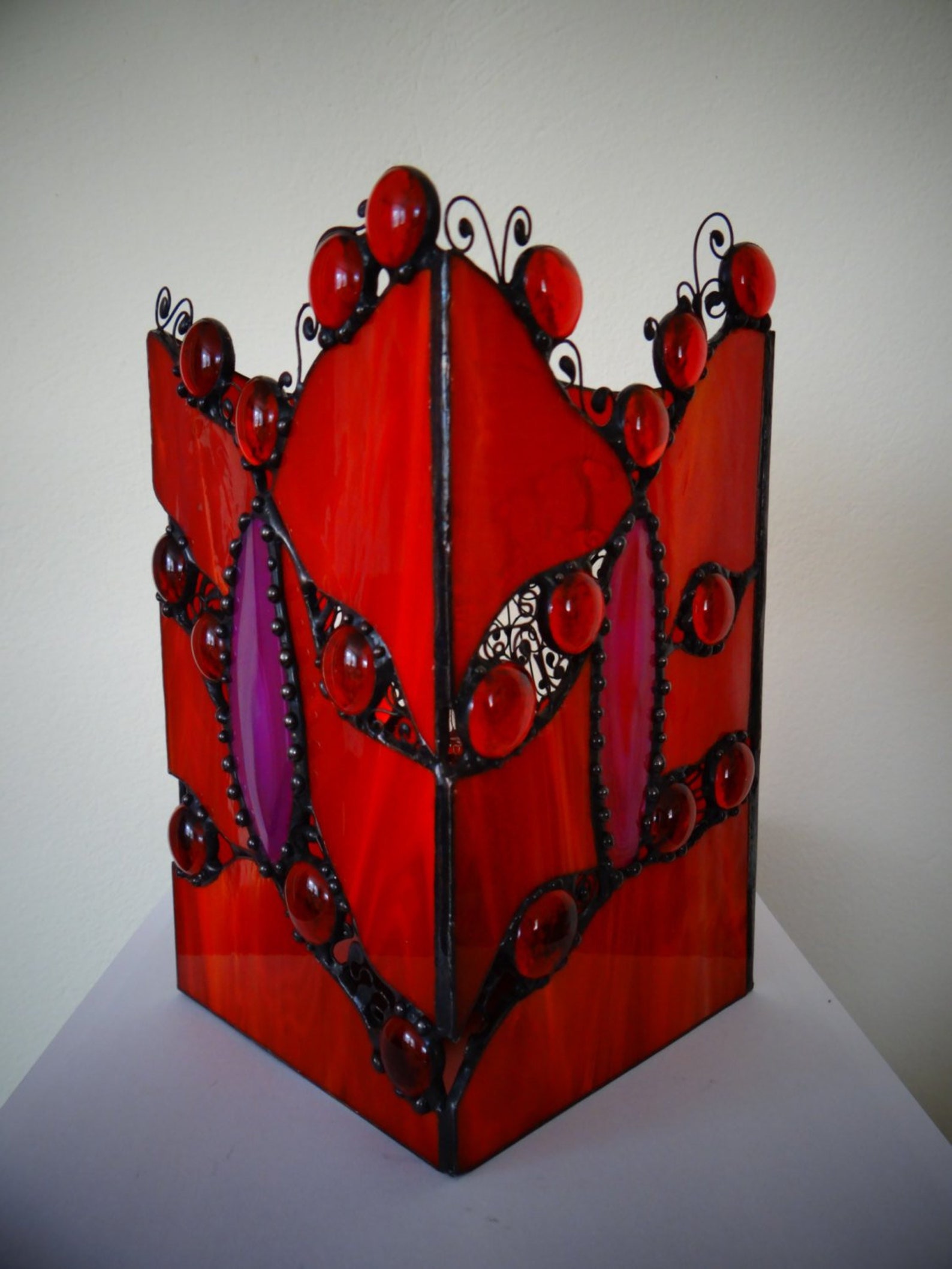 Agate Slice Lamp Gem Lamp Stained Glass Lamp Red Agate Table - Etsy