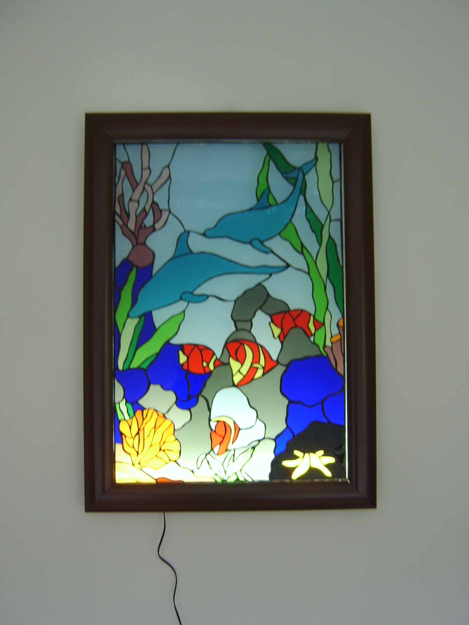 Ocean Stained Glass Panel Undersea Sea Handmade Illuminated - Etsy
