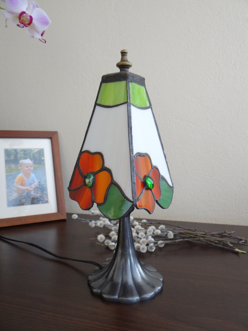 Poppy Lamp Stained Glass Lamp Flor Lamp 4 Panels Lamp Little | Etsy