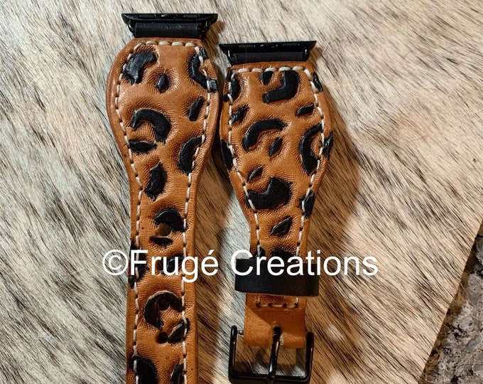 Custom Leopard Tooled Leather Apple Watch Band - Etsy