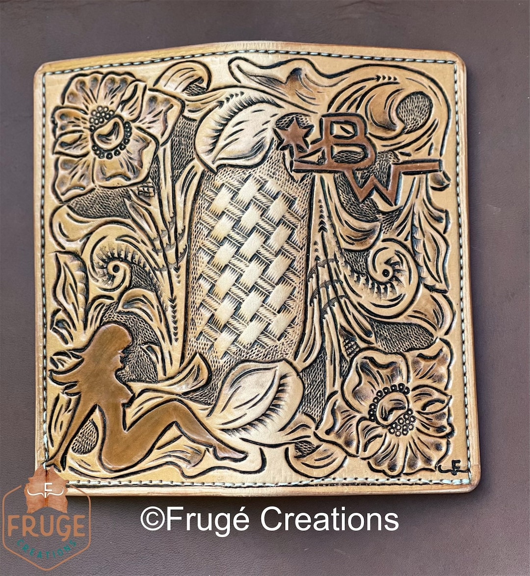 Custom Tooled Leather Roper Wallet - Etsy