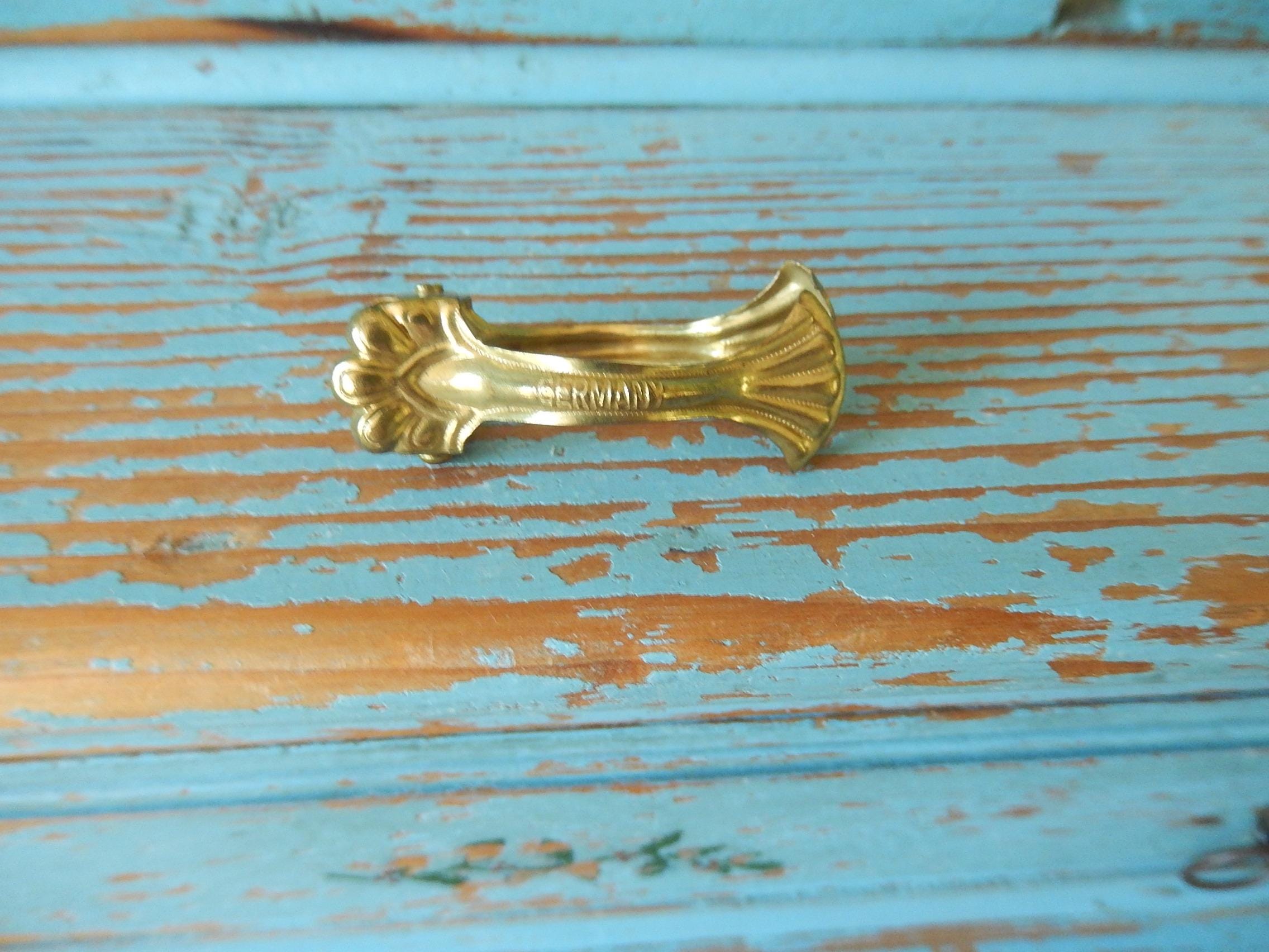 Antique Lot of 6 Metal Cafe Curtain Clips ~ Marked Germany 1.5