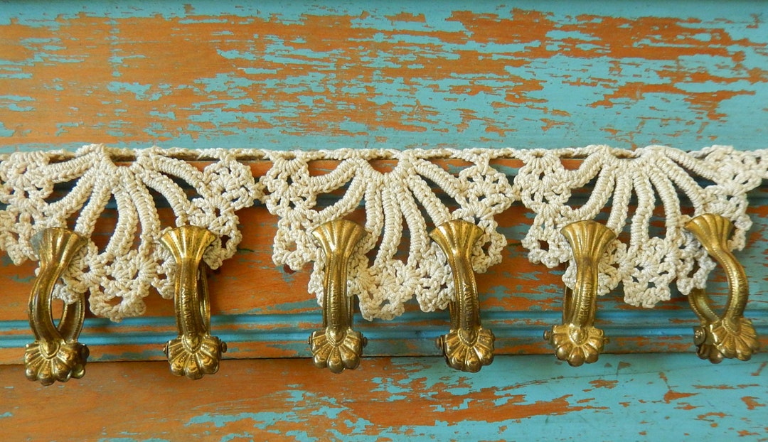 Antique Lot of 6 Teeny Tiny Brass Cafe Curtain Clips Marked Germany 1. ...