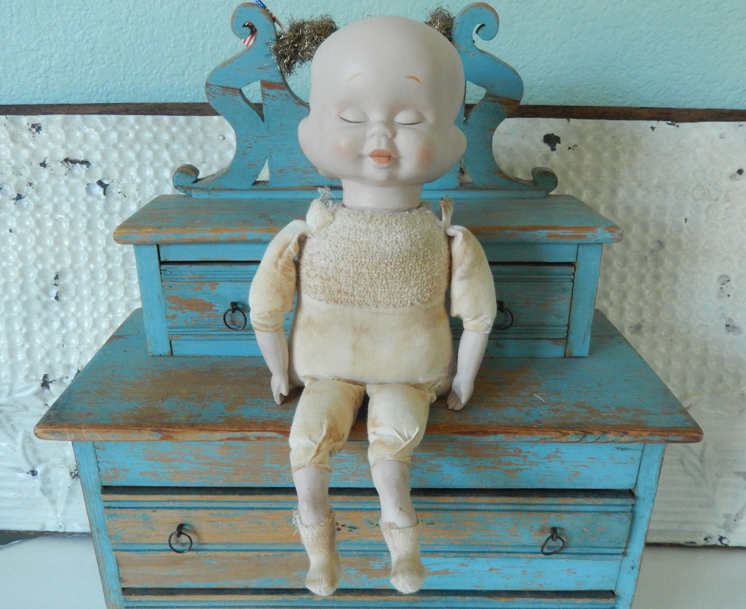 Vintage Doll With 3 Faces or Expressions Porcelain or Bisque Head and ...