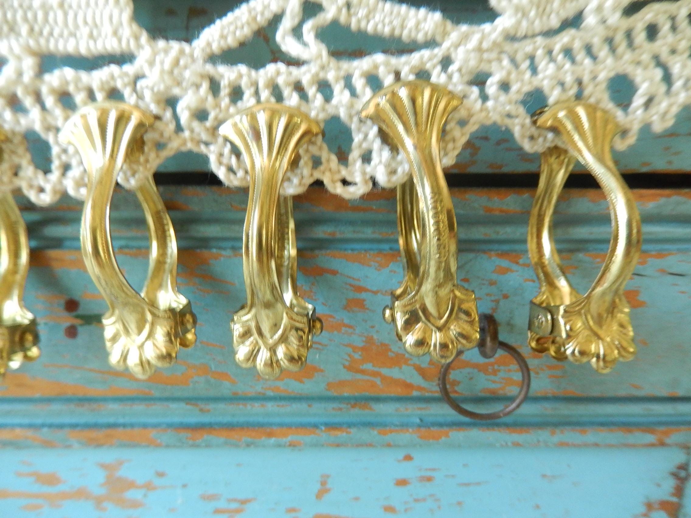 Antique Lot of 6 Metal Cafe Curtain Clips ~ Marked Germany 1.5