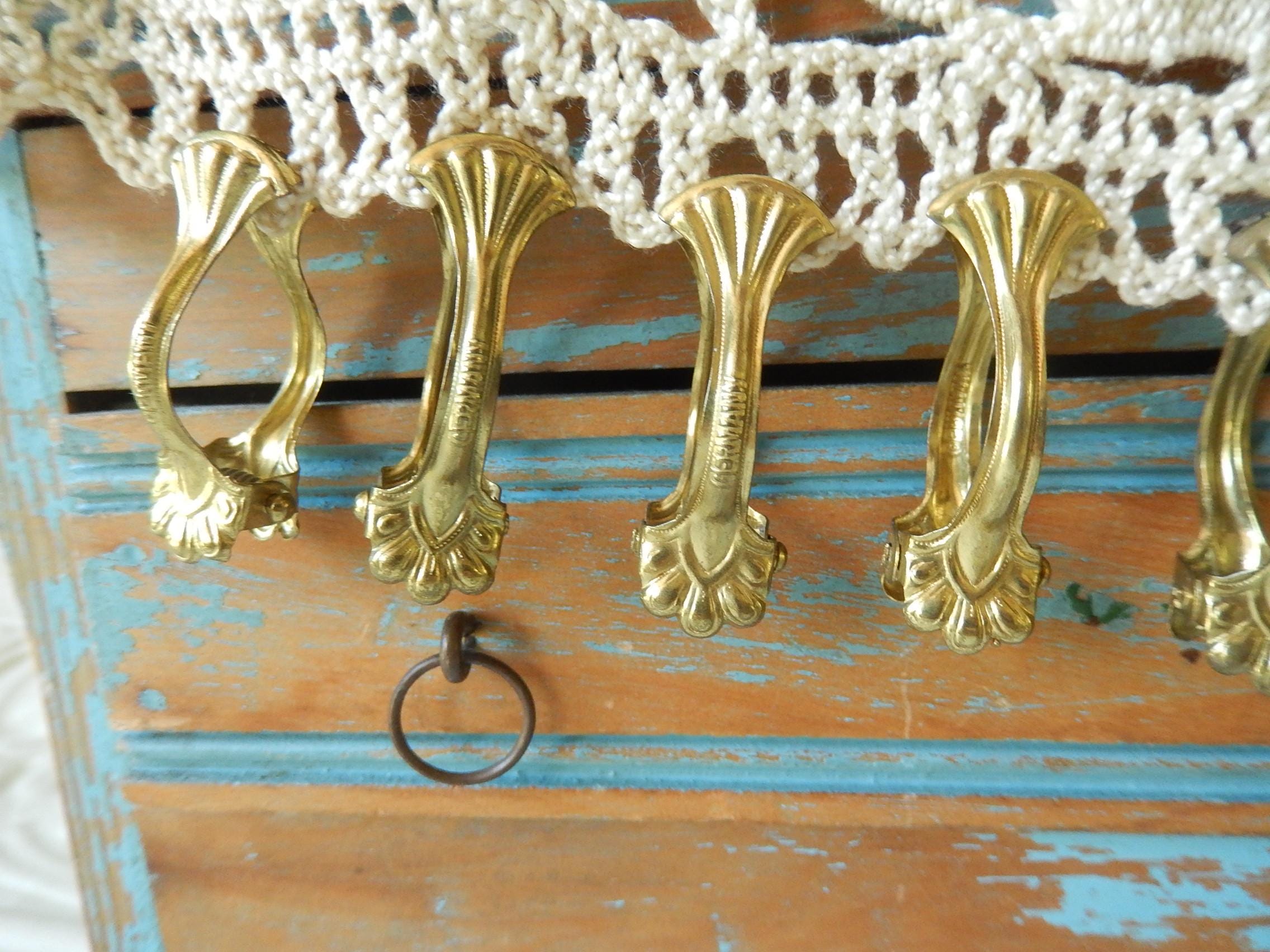 Antique Lot of 6 Metal Cafe Curtain Clips ~ Marked Germany 1.5